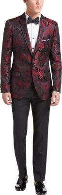 Paisley And Gray Slim Fit Suit Separates Dinner Jacket Black And Berry