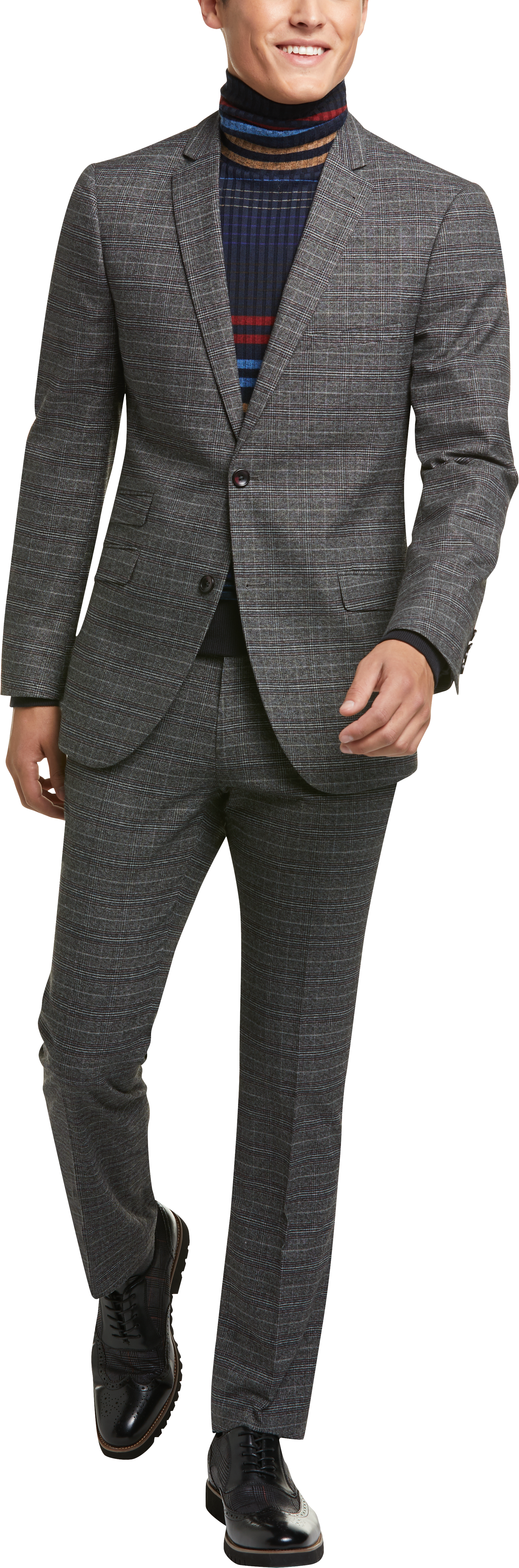 Paisley And Gray Slim Fit Suit Separates Jacket Charberry Plaid Mens