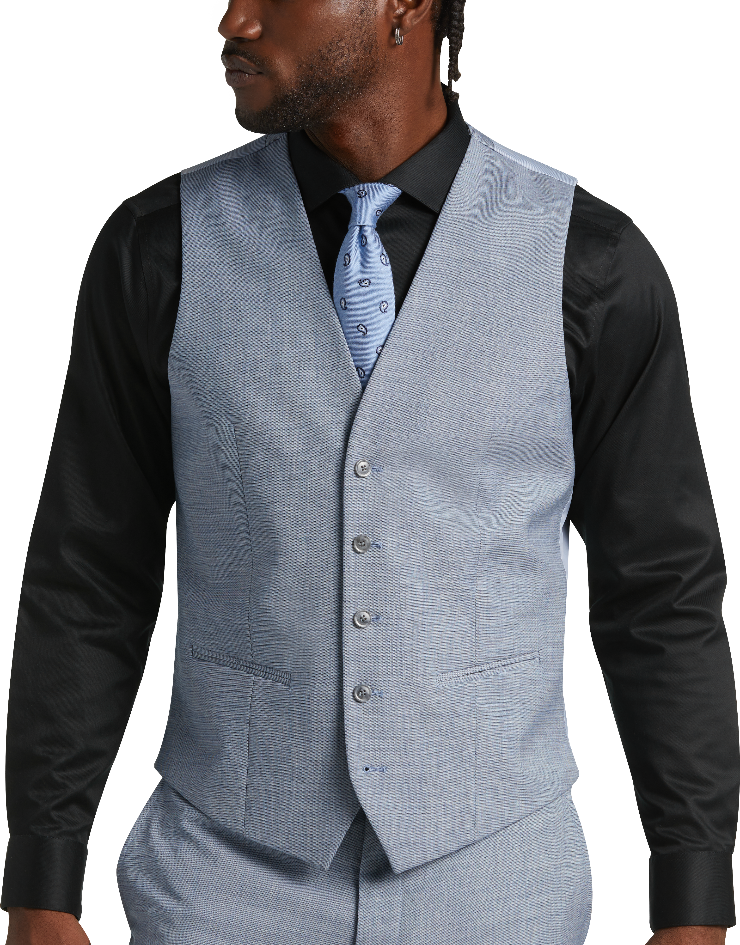 Joe Joseph Abboud Slim Fit Suit Separates Vest Light Blue Sharkskin