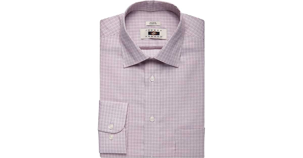 Joseph Abboud Burgundy Check Classic Fit Dress Shirt - Men's Sale | Men ...