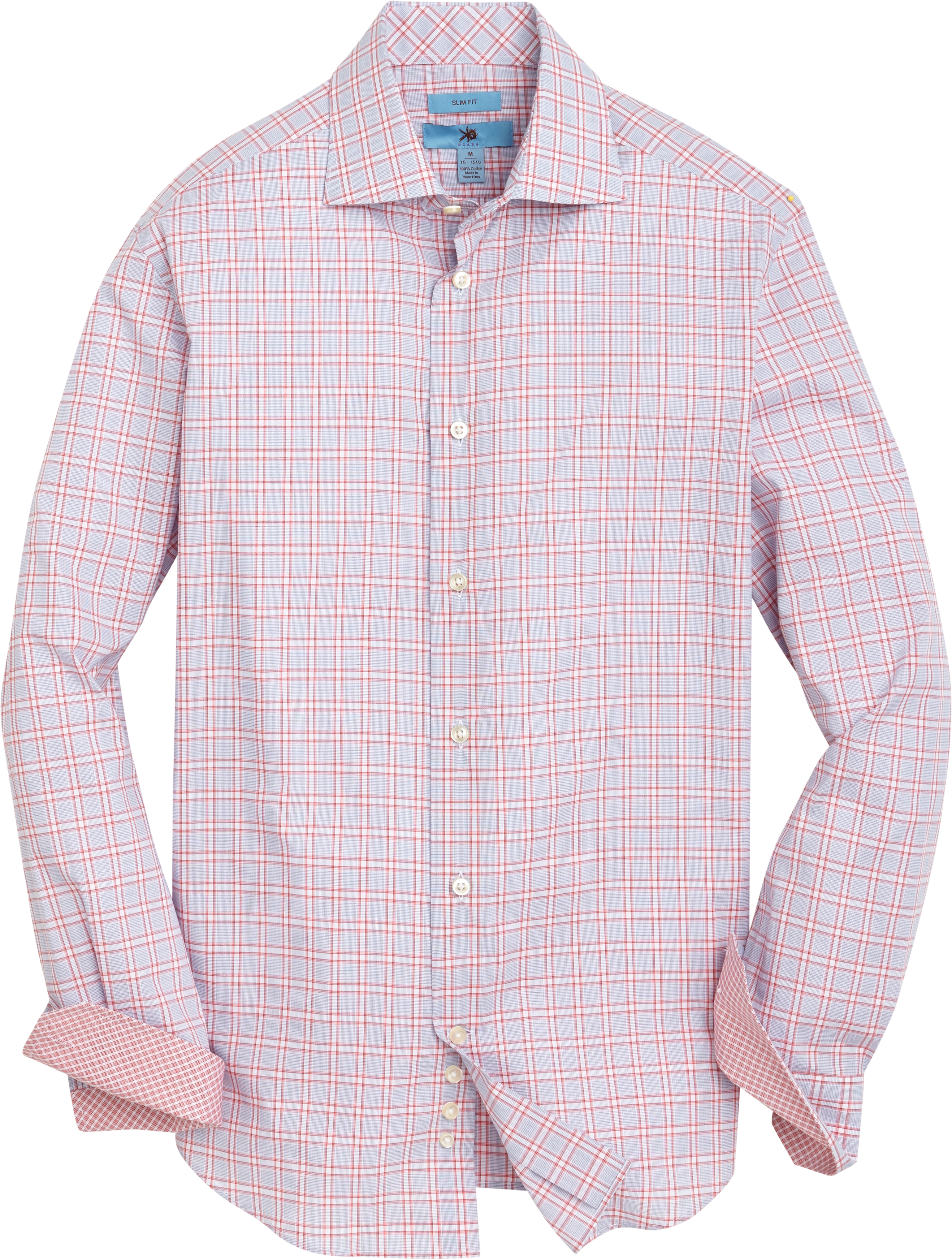 Egara Red Plaid Slim Fit Sport Shirt - Men's Sale | Men's Wearhouse