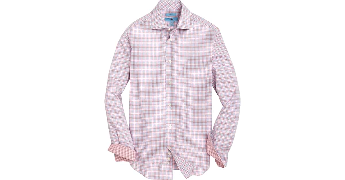 Egara Red Plaid Slim Fit Sport Shirt - Men's Sale | Men's Wearhouse