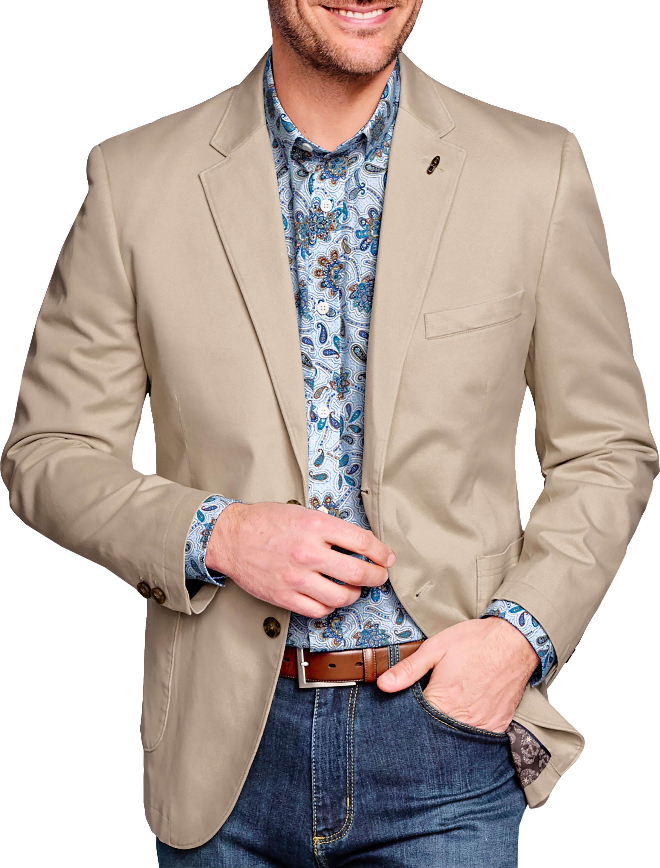 Johnston & Murphy Modern Fit Washed Cotton Blazer, Tan - Men's Sport ...