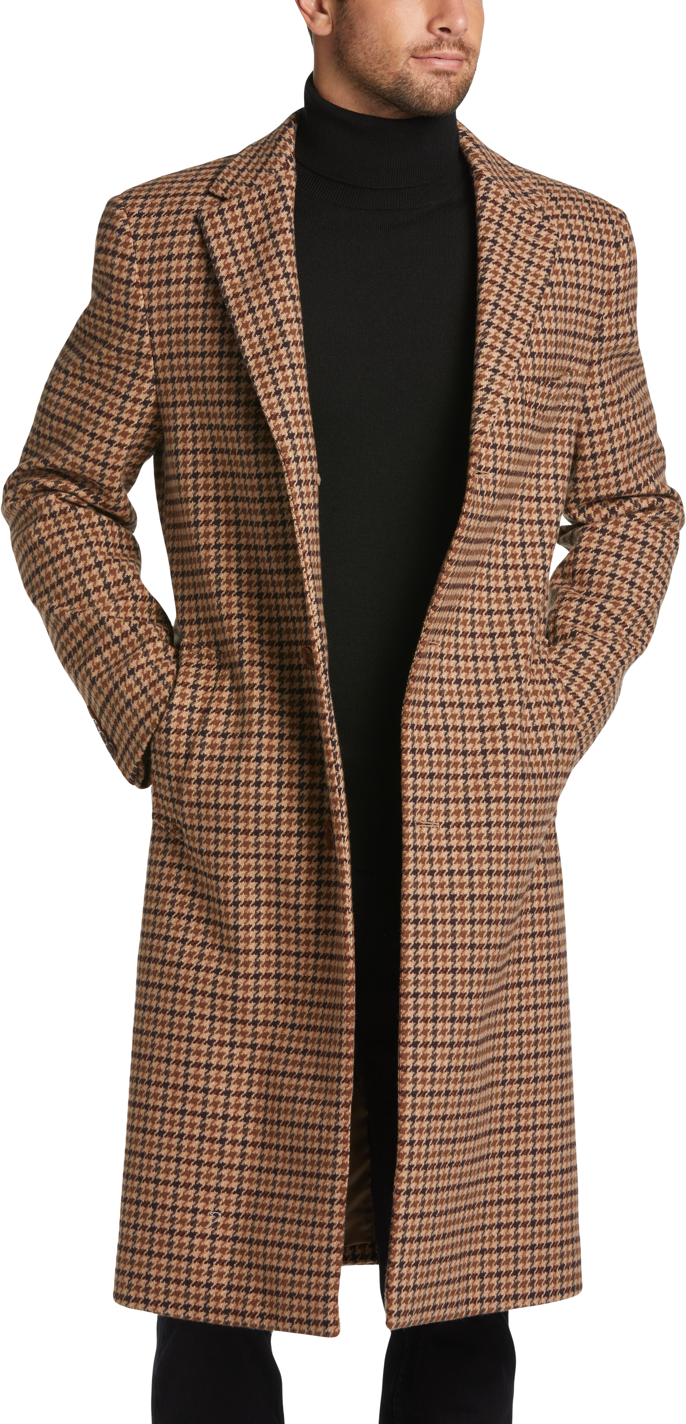 Lauren by Ralph Lauren Classic Fit Topcoat, Brown Houndstooth - Men's ...