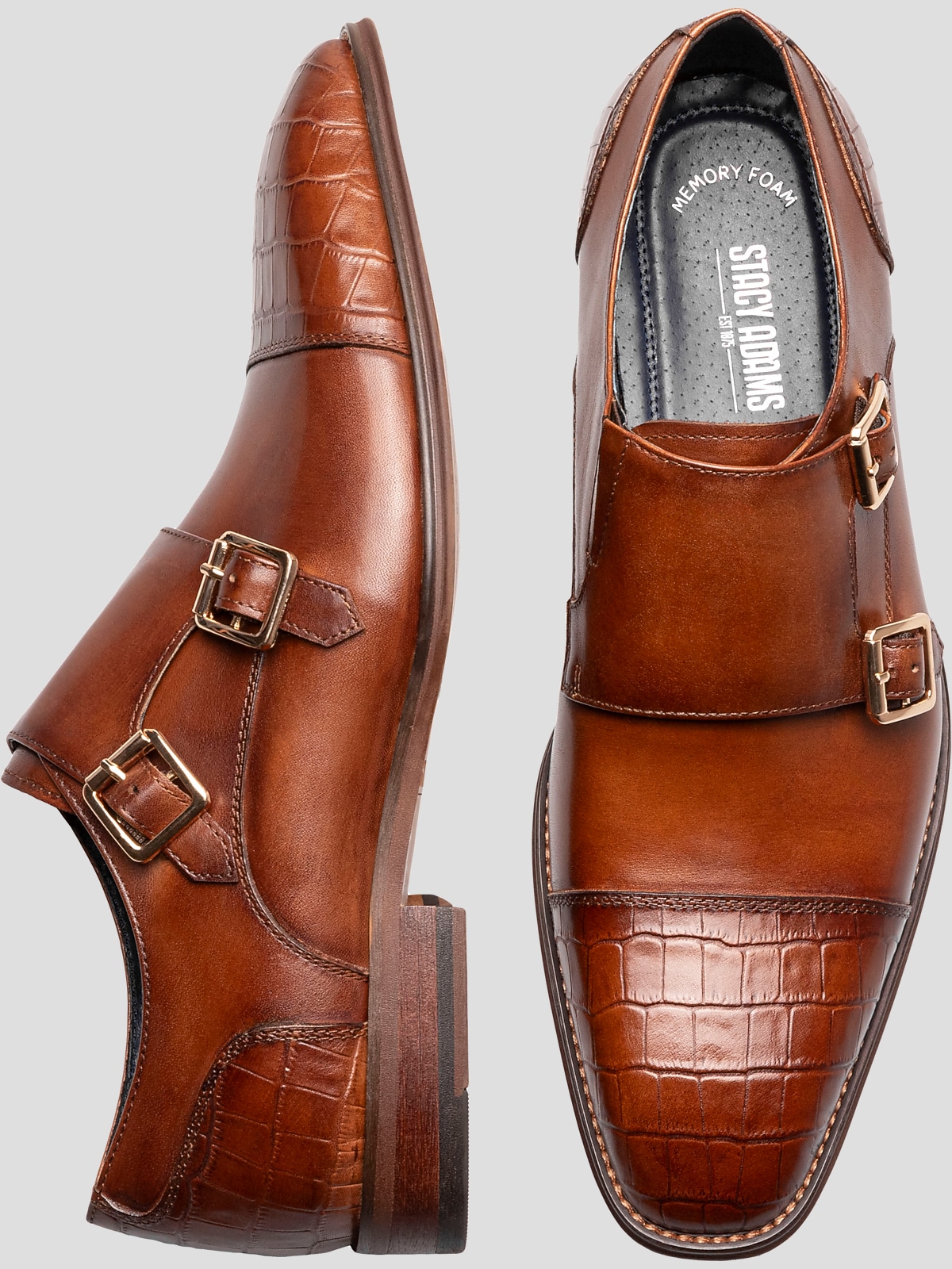 Stacy Adams Pierson Cap Toe Double Monk Strap Dress Shoes | Dress Shoes ...