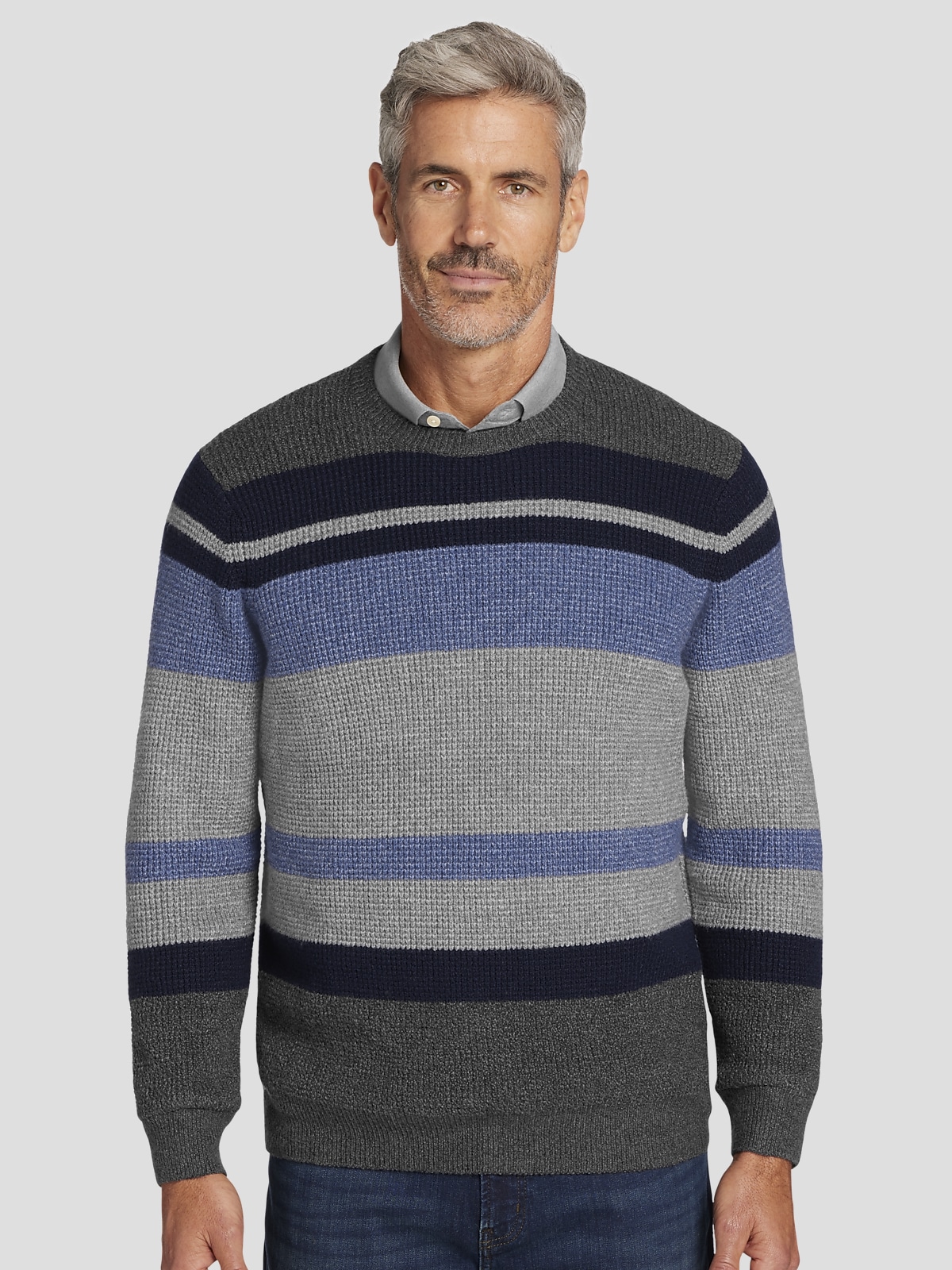 Joseph Abboud Modern Fit Waffle Knit Multi-Stripe Sweater | Sweaters ...