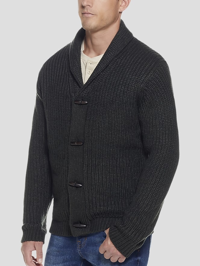 Weatherproof Vintage Classic Fit Knit Shawl Lapel Toggle Sweater ...