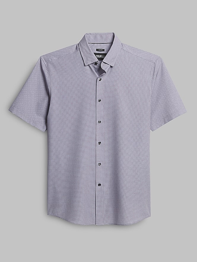 Awearness Kenneth Cole Slim Fit 4-Way Stretch Mini Square Dot Button Up ...