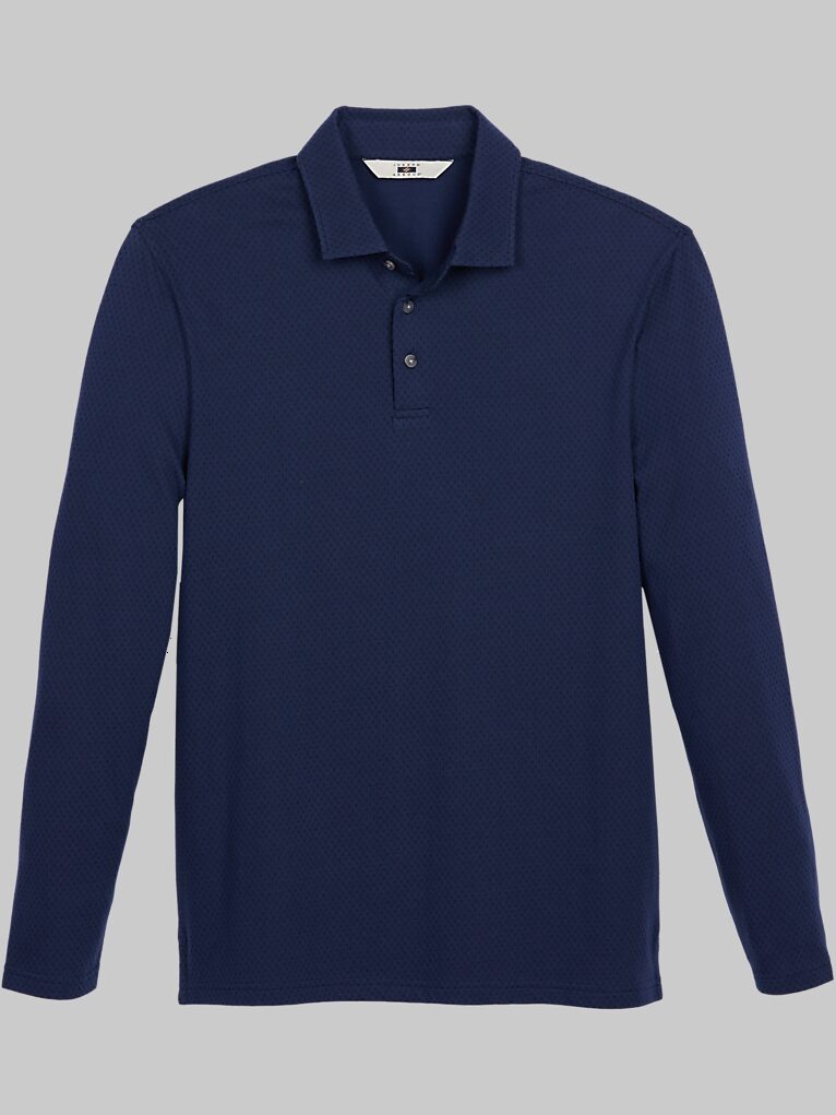 Joseph Abboud Modern Fit Long Sleeve Polodot Print Polo Shirts Men