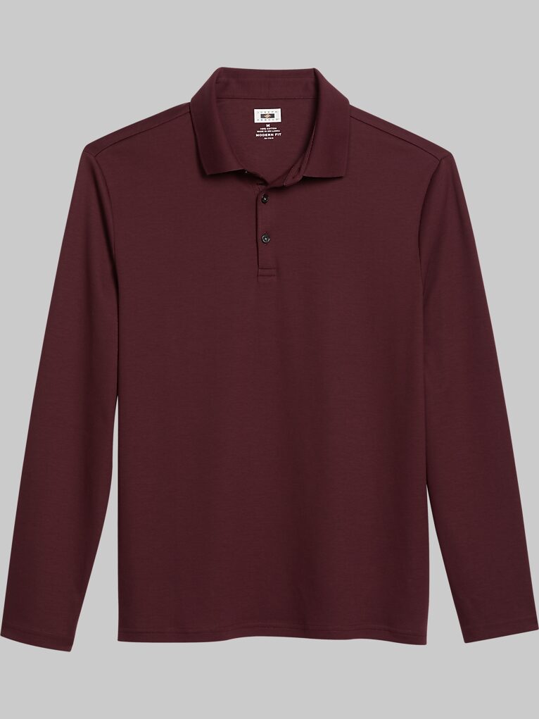 Joseph Abboud Modern Fit Luxe Cotton Long Sleeve Polo Polo Shirts