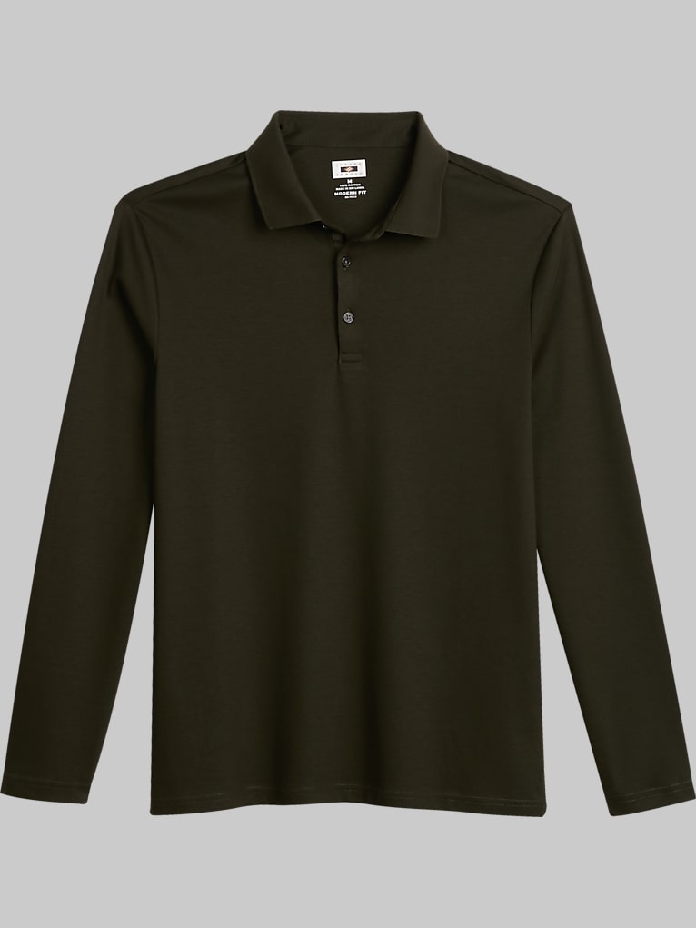 Joseph Abboud Modern Fit Luxe Cotton Long Sleeve Polo New Arrivals
