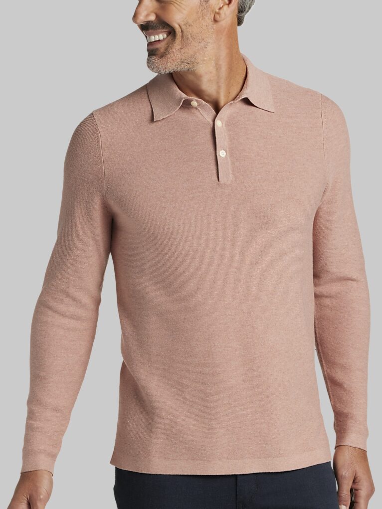 Joseph Abboud Modern Fit Long Sleeve Knit Polo Sweaters Mens Wearhouse