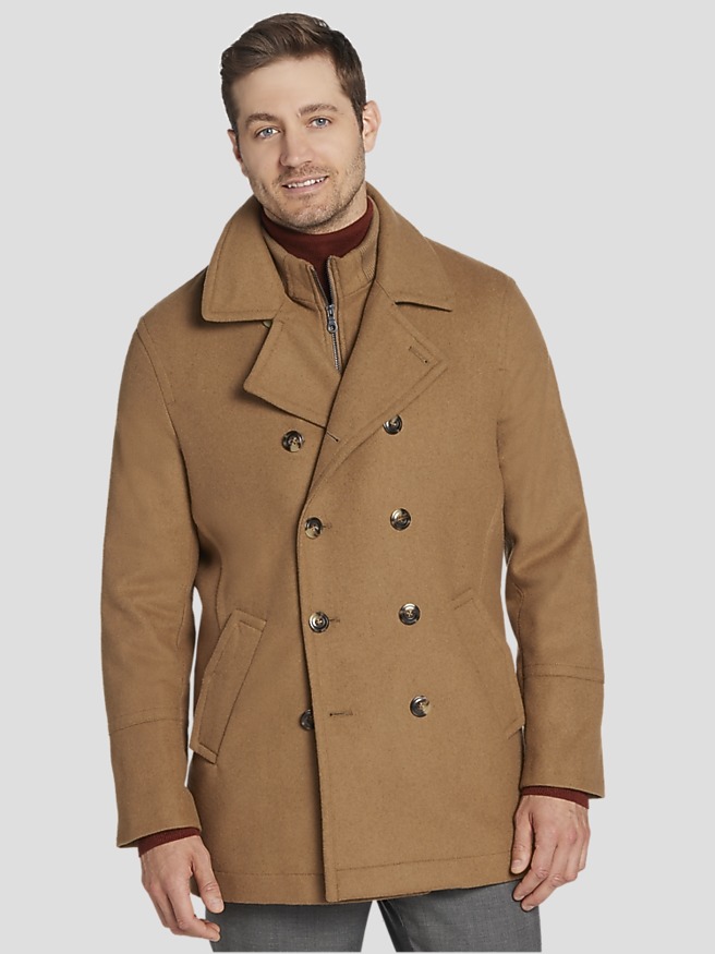 Tan Modern Fit Wool Coats | Men's Wearhouse