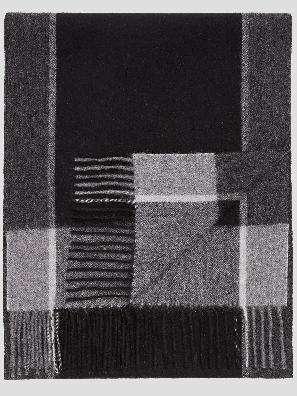 Pronto Uomo Solid Herringbone Border Cashmere Scarf | Scarves | Men's ...