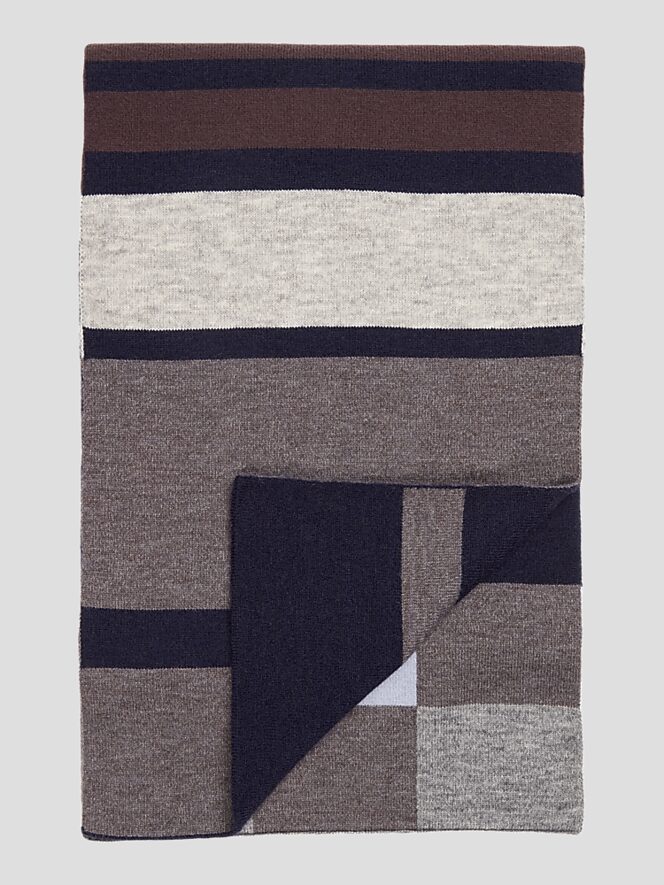 Pronto Uomo Knit Stripe and Check Scarf | Scarves | Men's Wearhouse