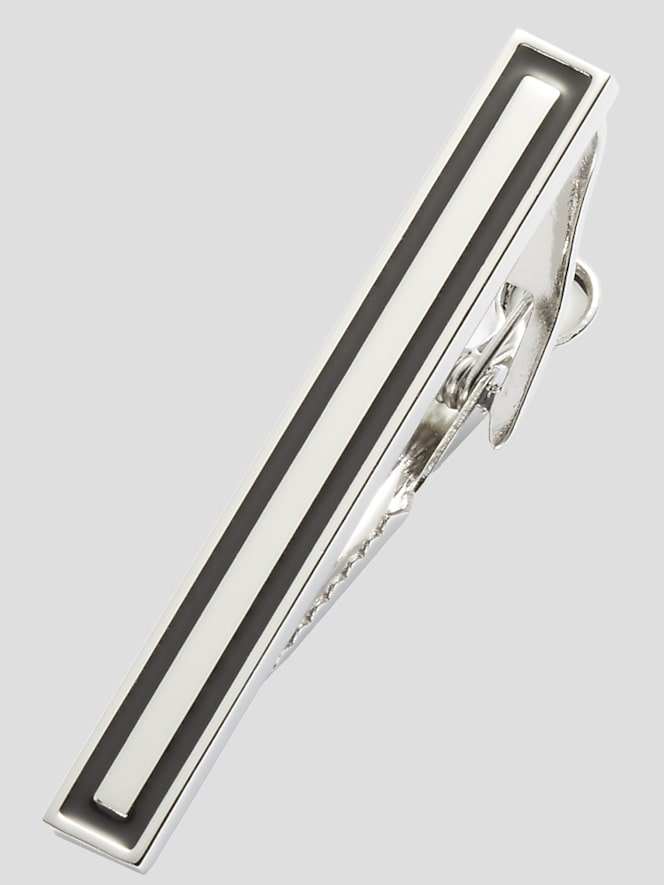 Pronto Uomo Black Rectangular Tie Bar | Tie Bars & Tie Chains | Men's ...