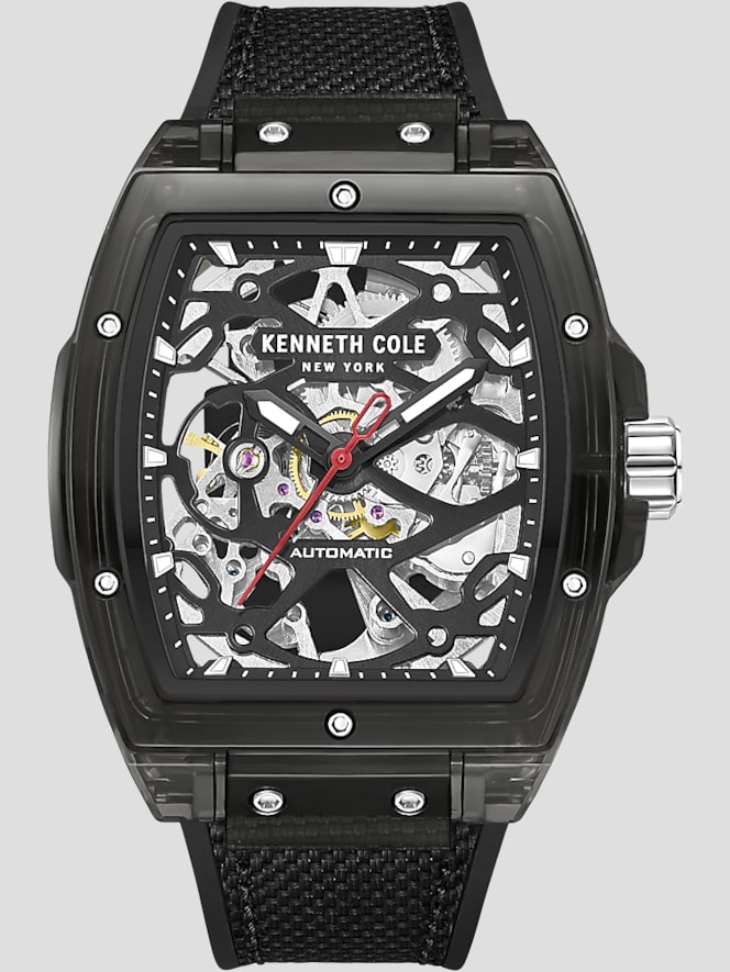 Kenneth Cole Tonneau Skeleton With Nylon Strap Watch | Watches | Men's ...
